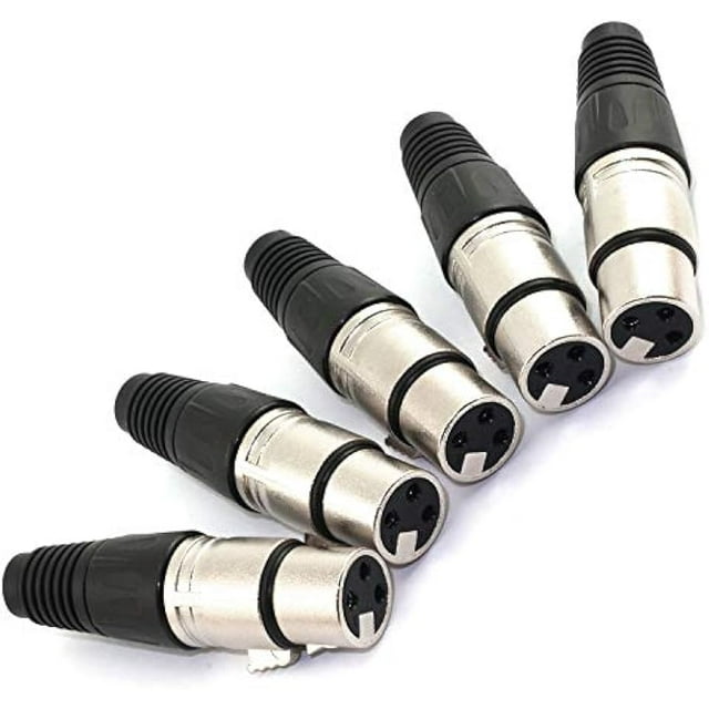 5-Pack Female 3-Pin XLR Plug Solder Type Microphone Audio Cable ...