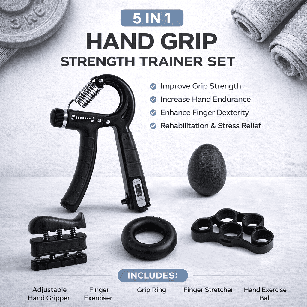 5 Pack Finger Exerciser & Hand Gripper Kit - Adjustable Resistance ...