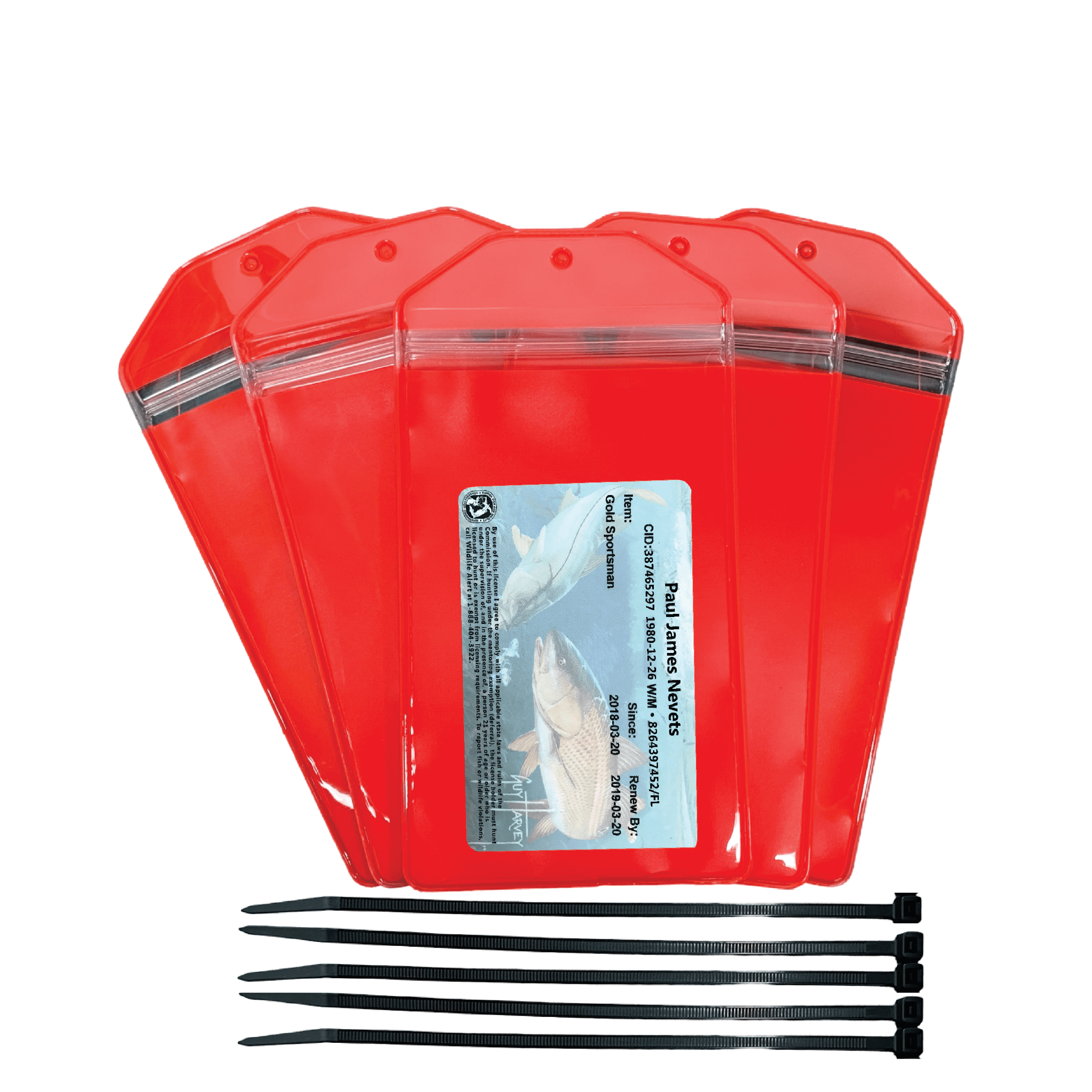 Stuart 5 Pack Fluorescent Orange Waterproof Zipped License Holder ...