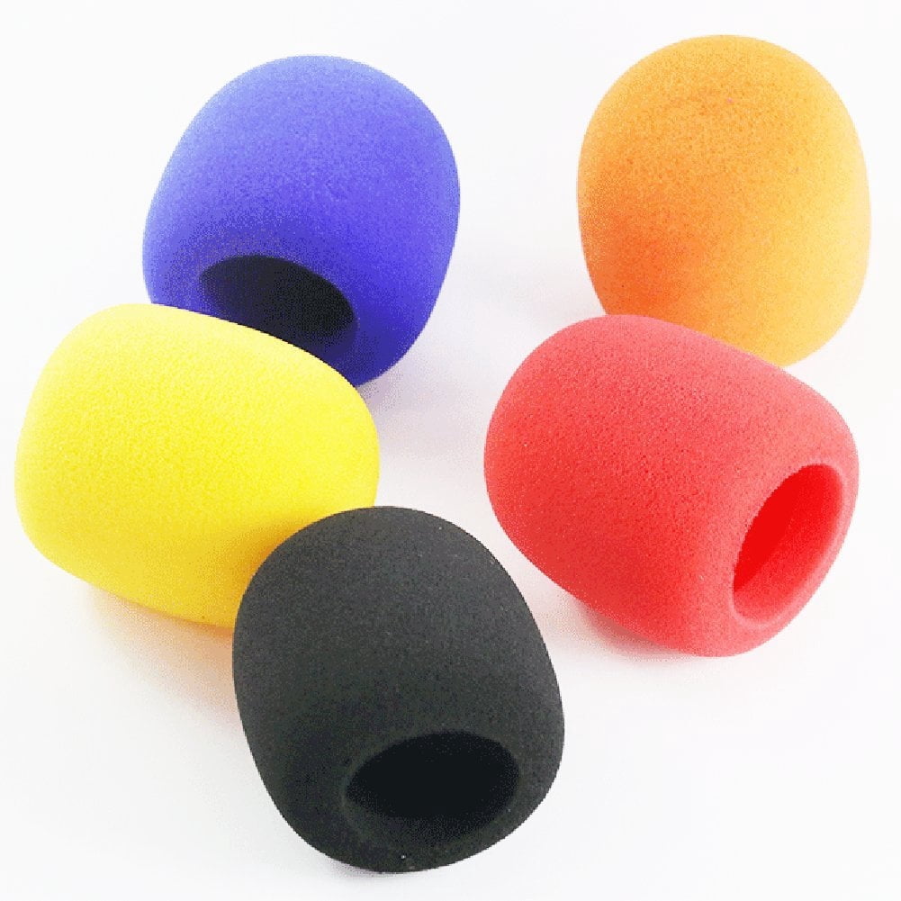5 Pack Foam Microphone Cover Ball Type Windscreen in Black,Blue,Orange ...
