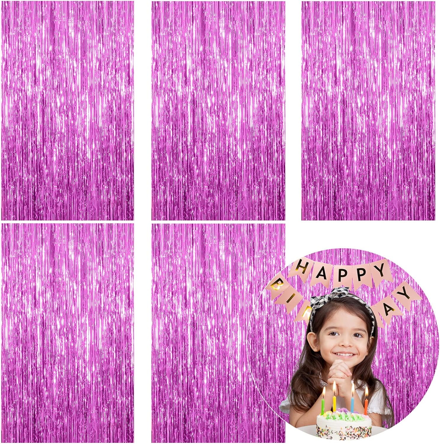 5 Pack Foil Curtain Backdrop Metallic Tinsel Foil Fringe Curtains Photo ...