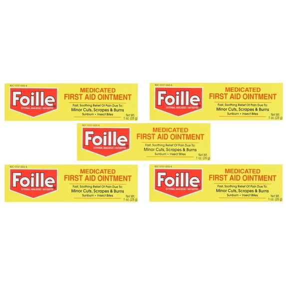 Foille 5 Pack - Antibacterial Medicated First Aid Ointment, Pain Relief ...