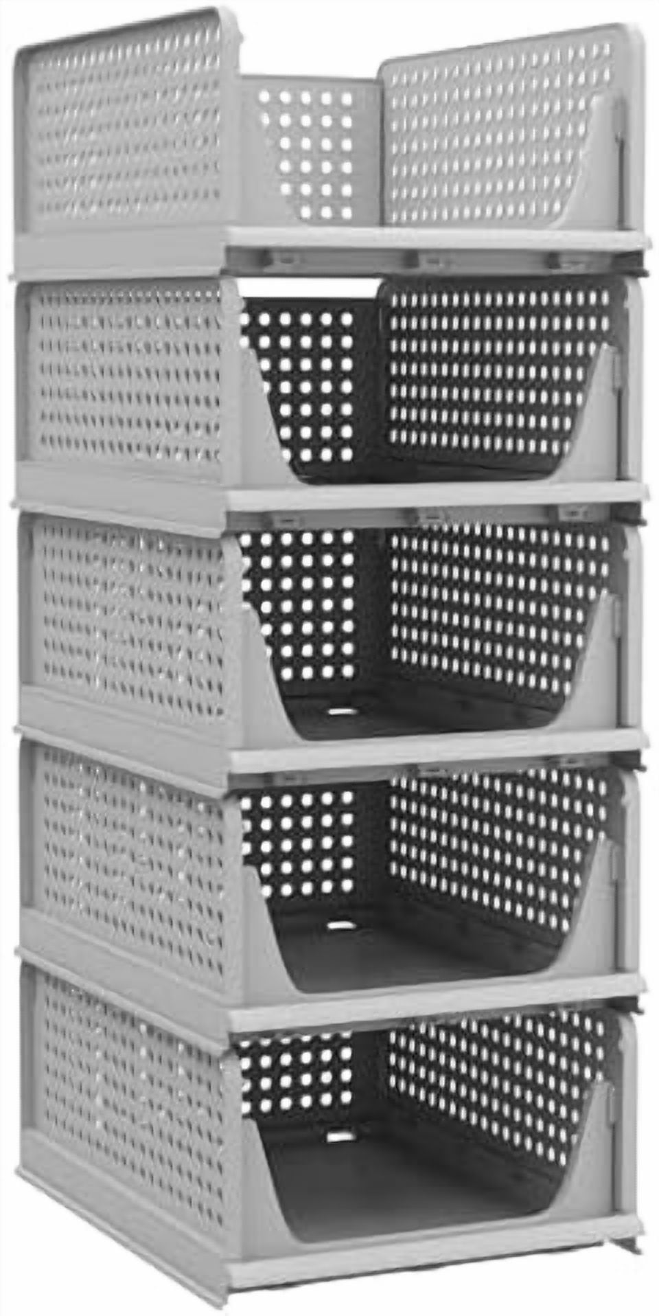 5 Pack Folding Closet Organizers Storage Box, Stackable Plastic Drawer ...