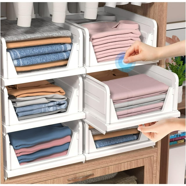 5 Pack Folding Closet Organizers Storage Box, Stackable Storage Bins ...
