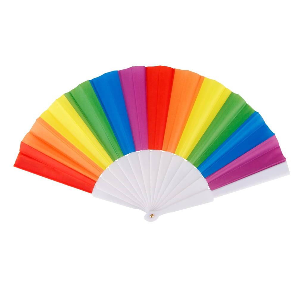 5 Pack Folding Rainbow Fans Glitter Rainbow Hand Fans Mens Womens ...