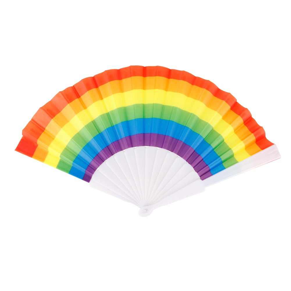 5 Pack Folding Rainbow Fans Glitter Rainbow Hand Fans Mens Womens ...