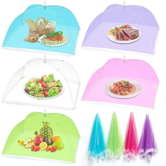 5 Pack Food Cover Tents, Food Covers for Outdoors, Mesh Cover, Reusable ...