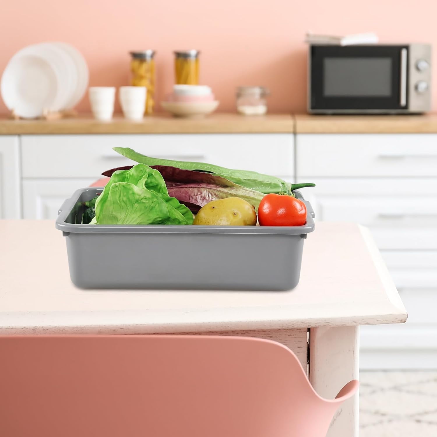5 Pack Food Service Bus Tub, 8L Plastic Container with Handles ...