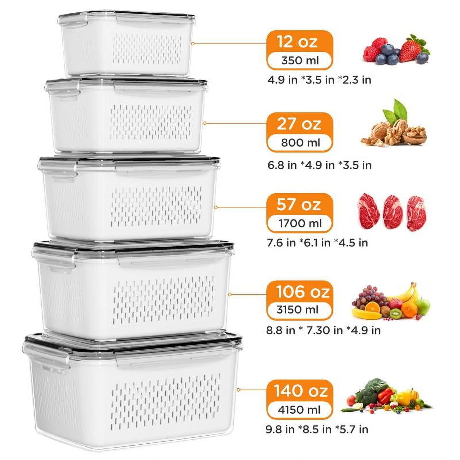 5 Pack Fridge Organizers and Storage - Stackable Fruit Storage ...