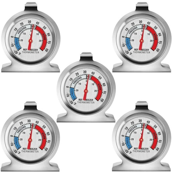 5 Pack Fridge Thermometer - Classic Series with Large Dial and Internal ...