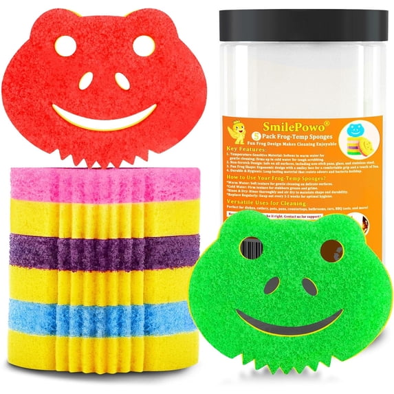 5 Pack Frog Dual-Sided Multi-Functional Scrub Sponge, Dual-Sided ...