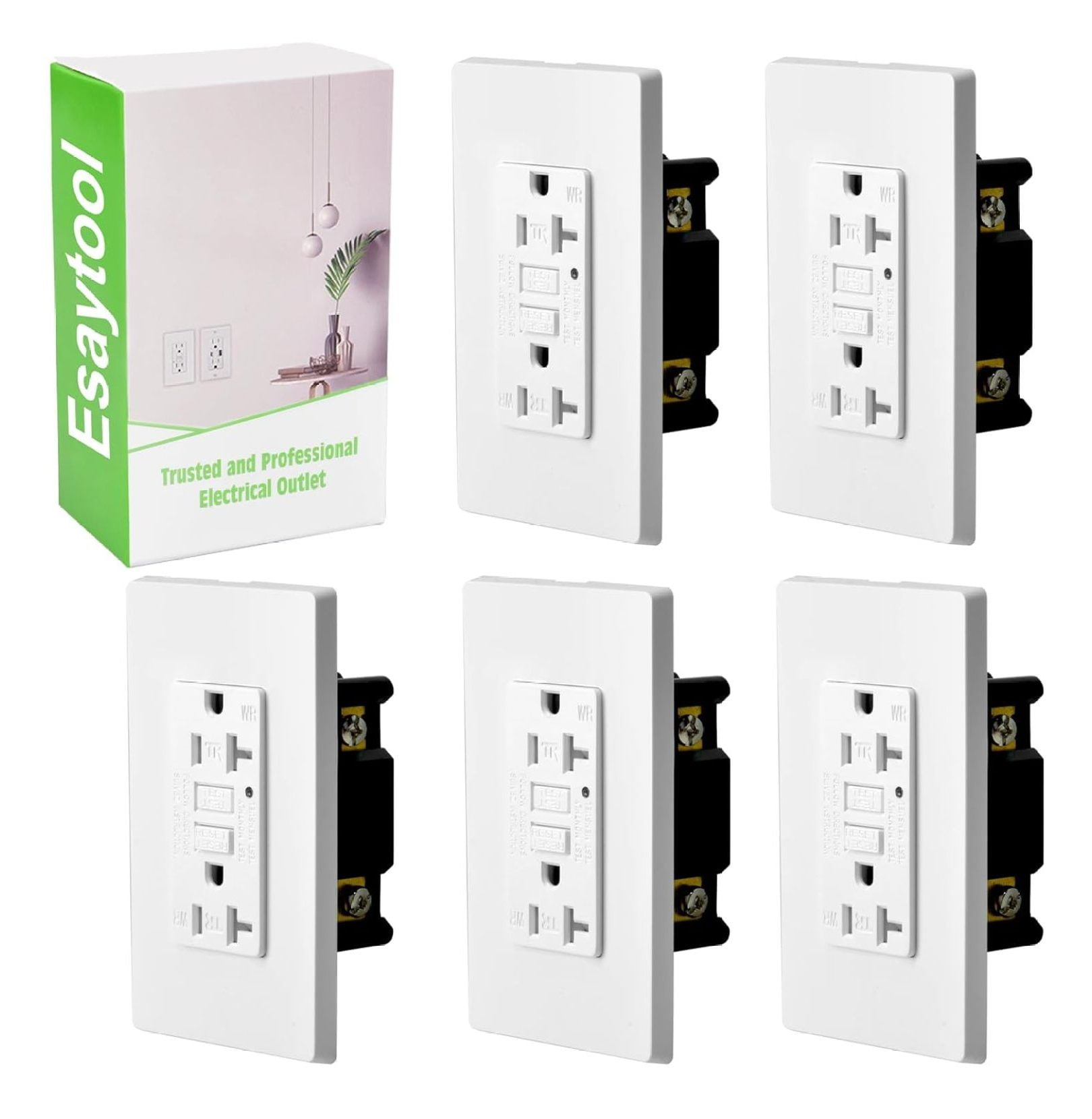 5 Pack GFCI Outlet 20 amp Outdoor gfci Outlet gfi Electrical Outlet ...