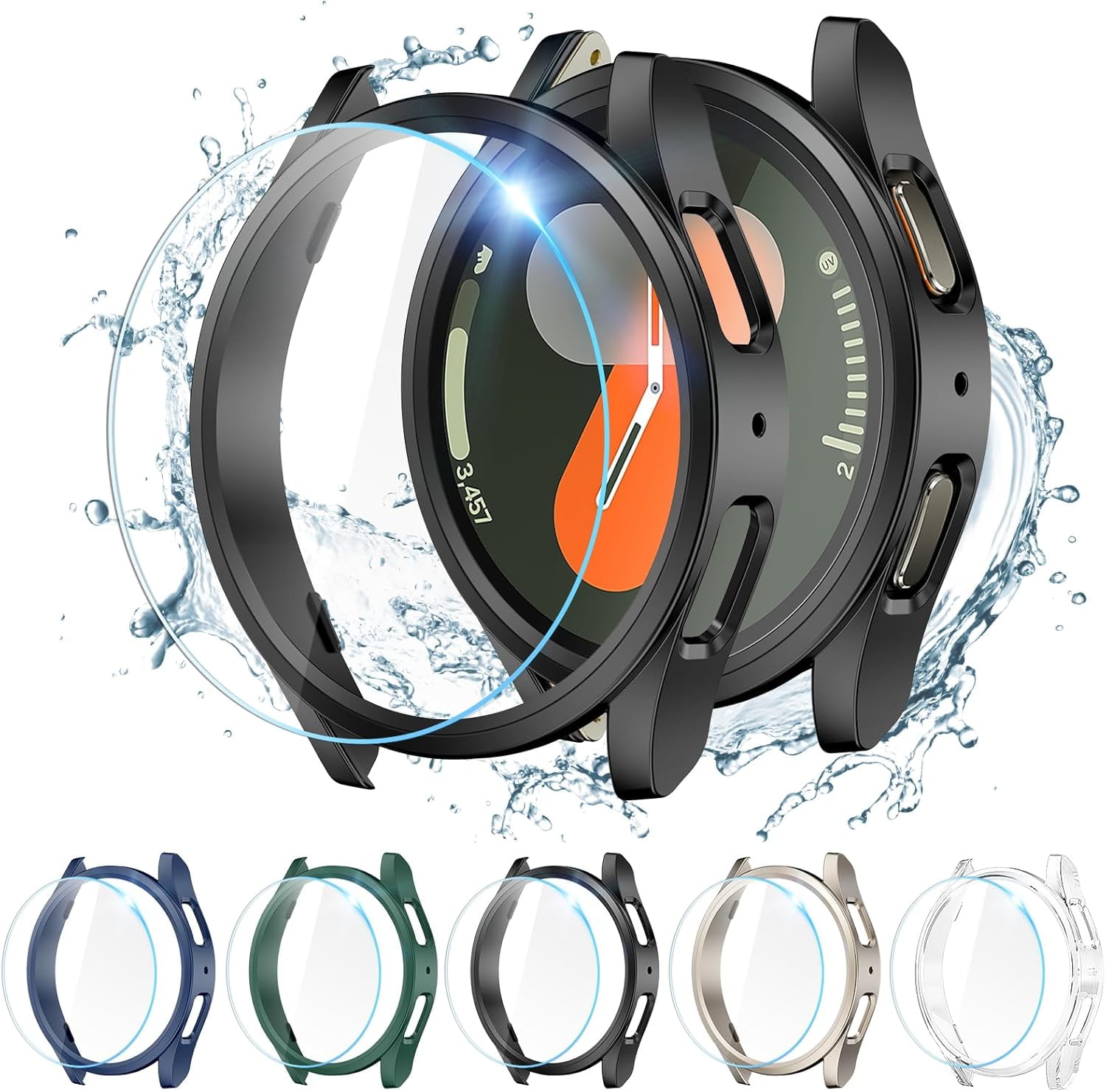 5 Pack Galaxy Watch 7 40mm Screen Protector Case, Anti-Fog Tempered ...