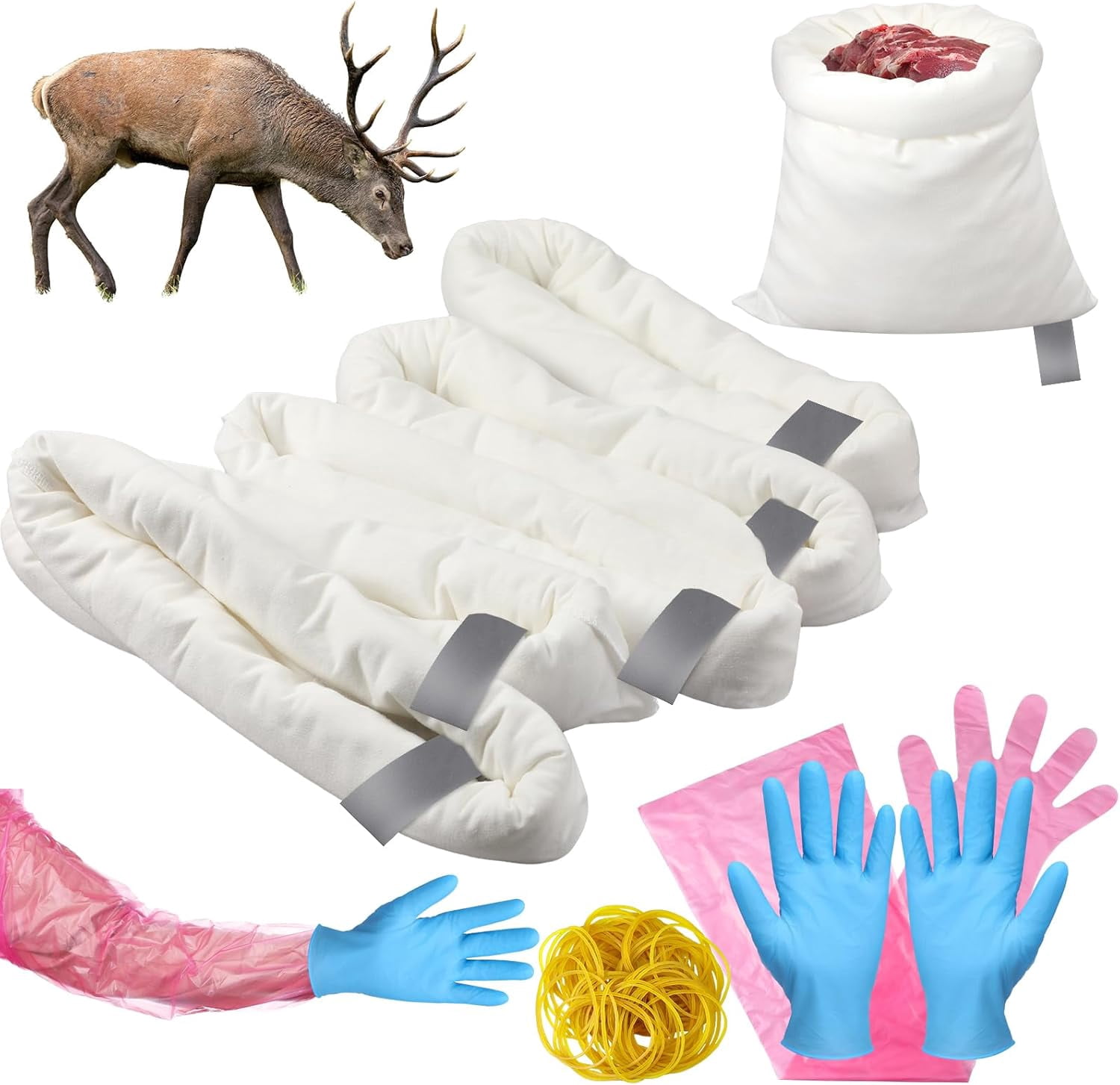 5 Pack Game Bags Hunting Meat Bag 20 Pairs Disposable Arm Gloves 10 ...