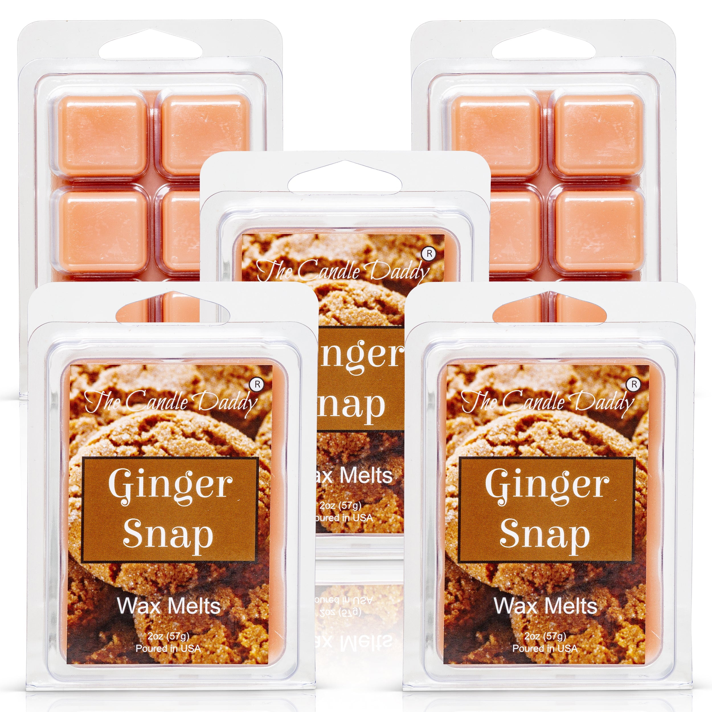 5 Pack - Ginger Snap - Crisp Ginger Cookie Scented Melt- Maximum Scent ...