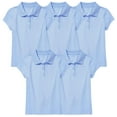 5-Pack Girl's 3-Button Short Sleeve Stretch Pique Polo Shirts School ...