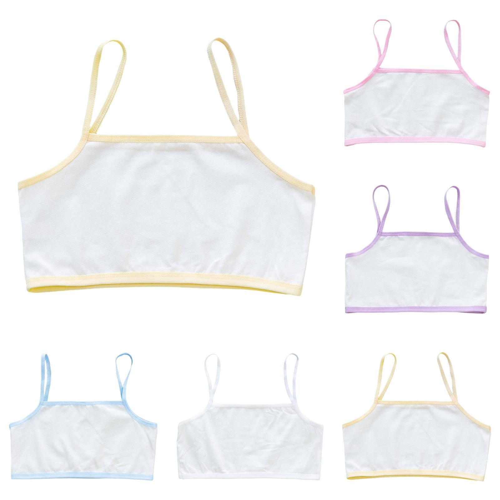 5 Pack Girls Padded Training Bra, Cotton Crop Cami Bras Seamless Straps ...