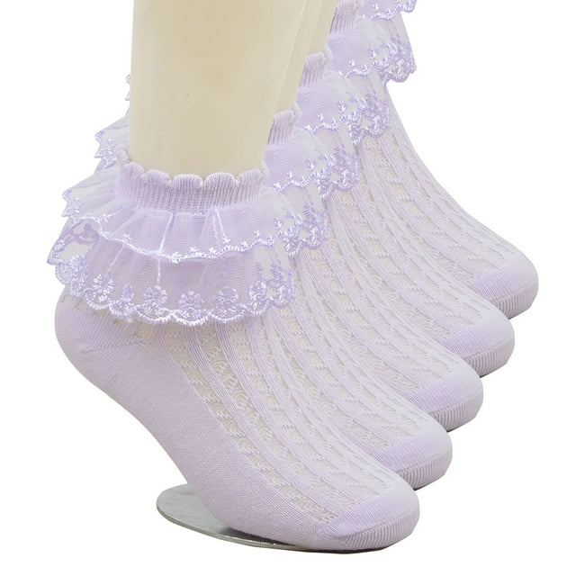 5 Pack Girls Ruffle Socks Ruffle Lace Ankle Dress Princess Socks ...