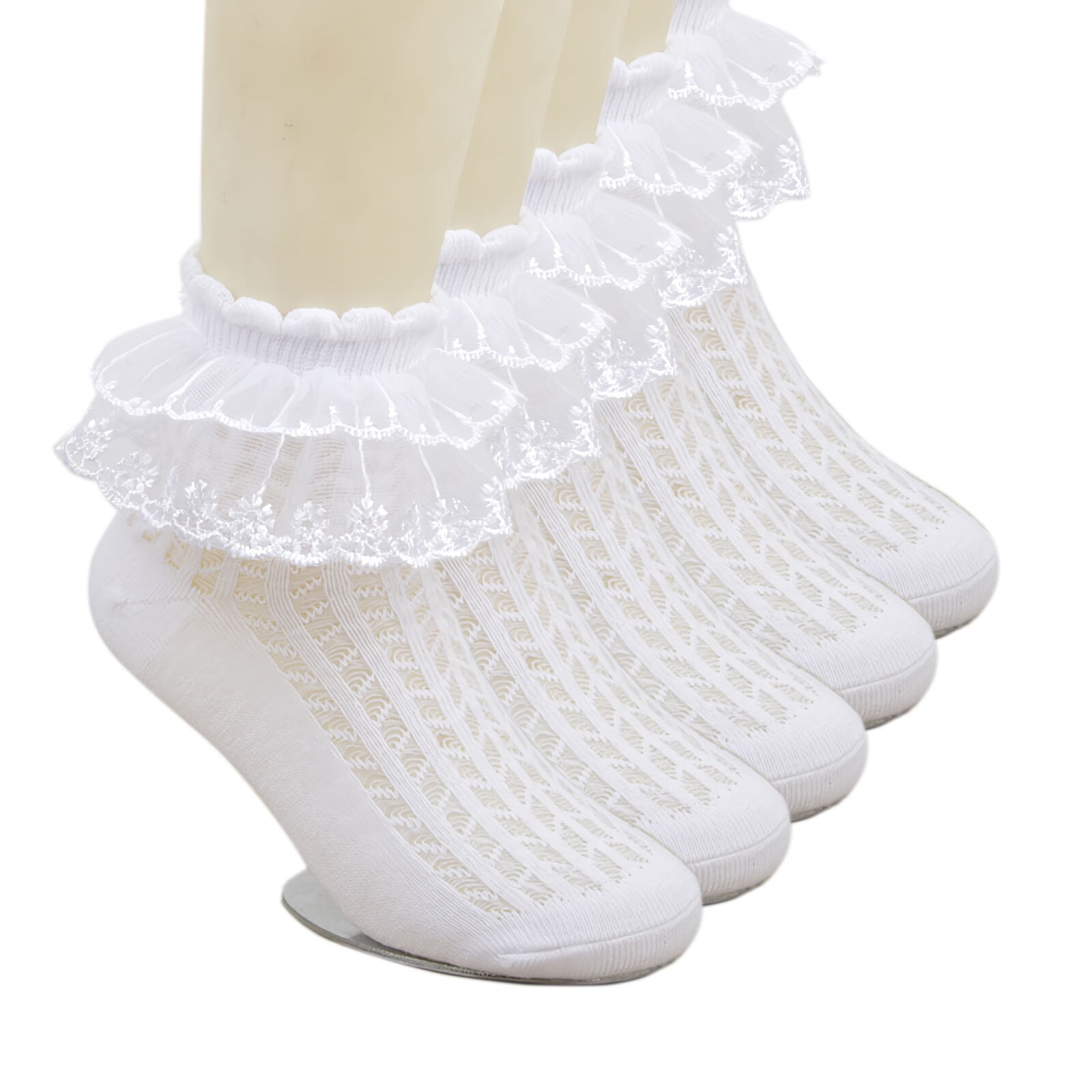 5 Pack Girls Ruffle Socks Ruffle Lace Ankle Dress Princess Socks ...