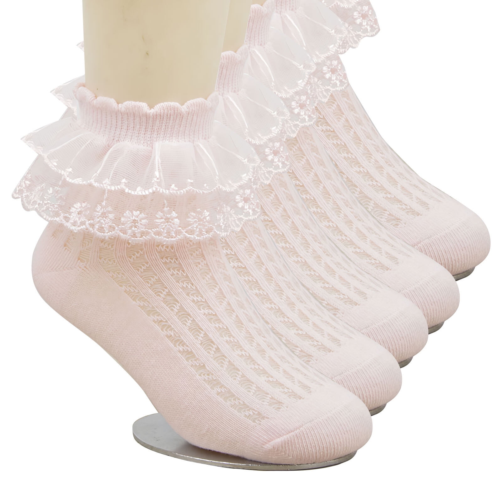 5 Pack Girls Ruffle Socks Ruffle Lace Ankle Dress Princess Socks ...