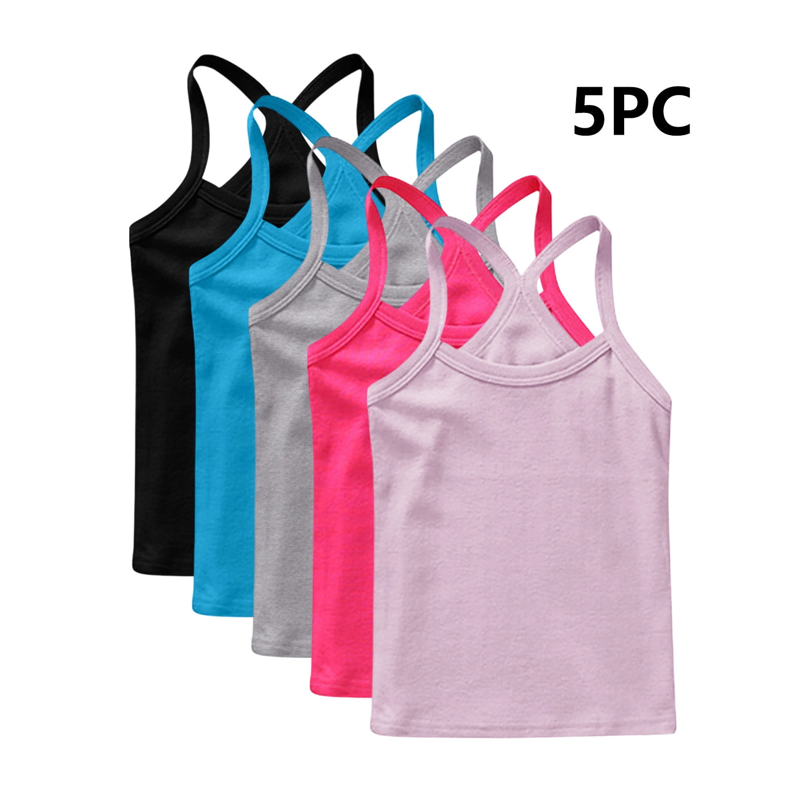 5 Pack Girls Sleeveless Undershirts, Tank Tops for Girls, Child ...