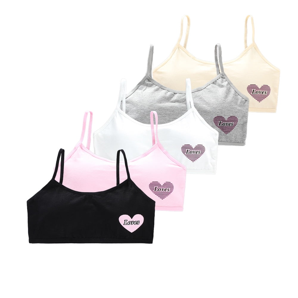5 Pack Girls Training Bras Flex Fit Seamless Breathable Pull-On Design ...