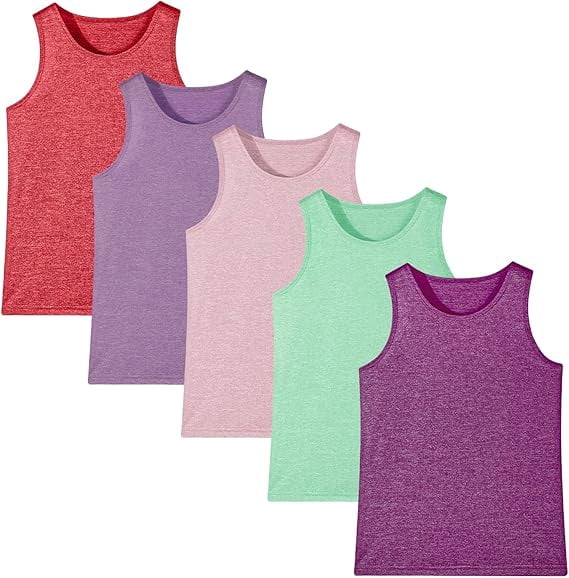 5 Pack Girls Youth Kids Tank Top Active Quick Dry Sleeveless Moisture ...