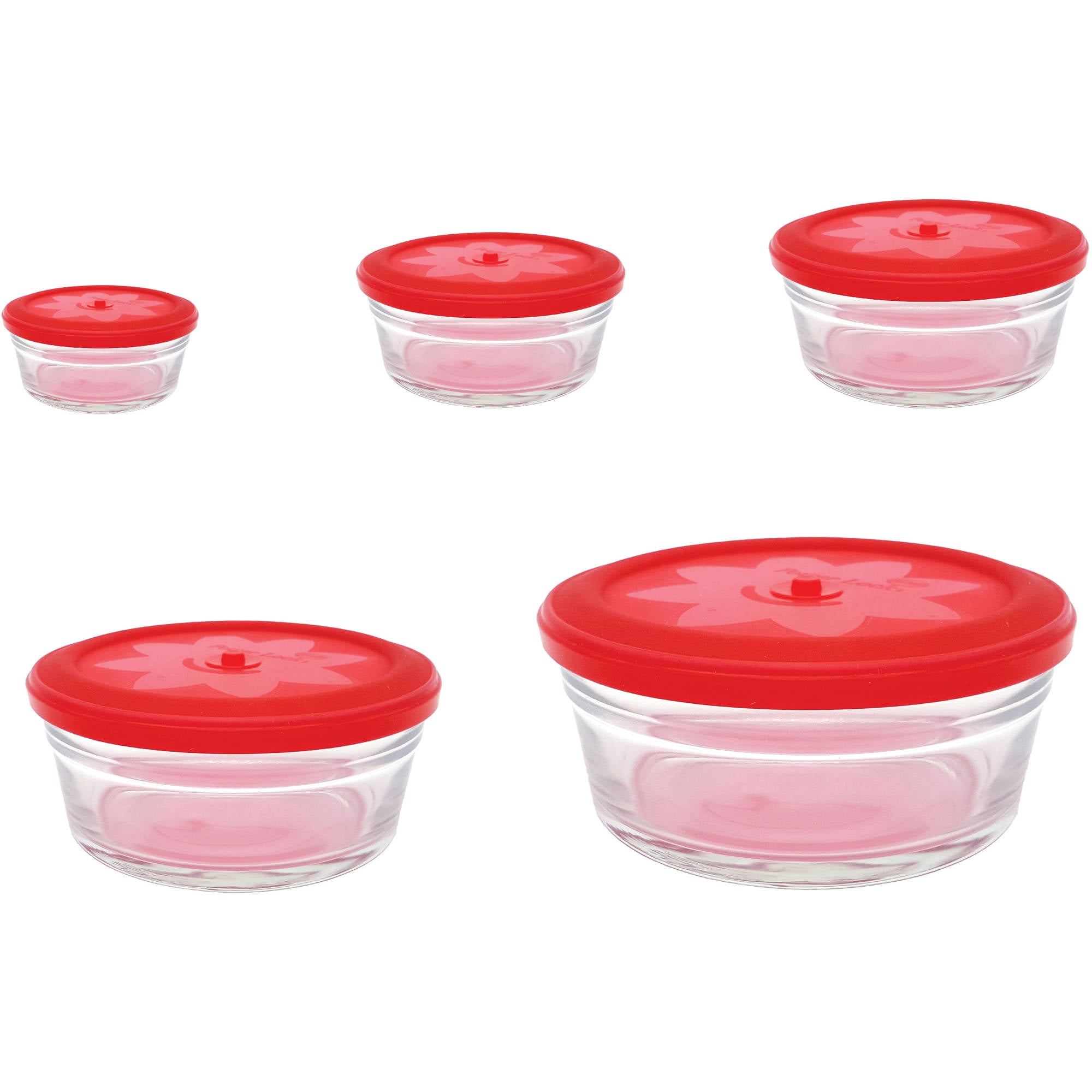 5-Pack Glass Food Containers, 1-Touch Snap On BPA-Free Multi-Purpose ...