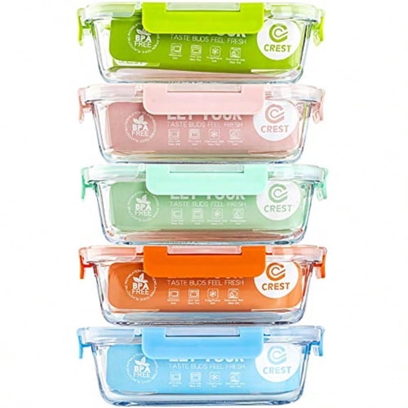 [5-Pack] Glass Lunch Box Meal Prep Glass Containers with Lids Glass ...