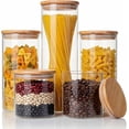 Multi Size 5-Pack Glass Jars with Bamboo Lids, Airtight Round Pantry ...