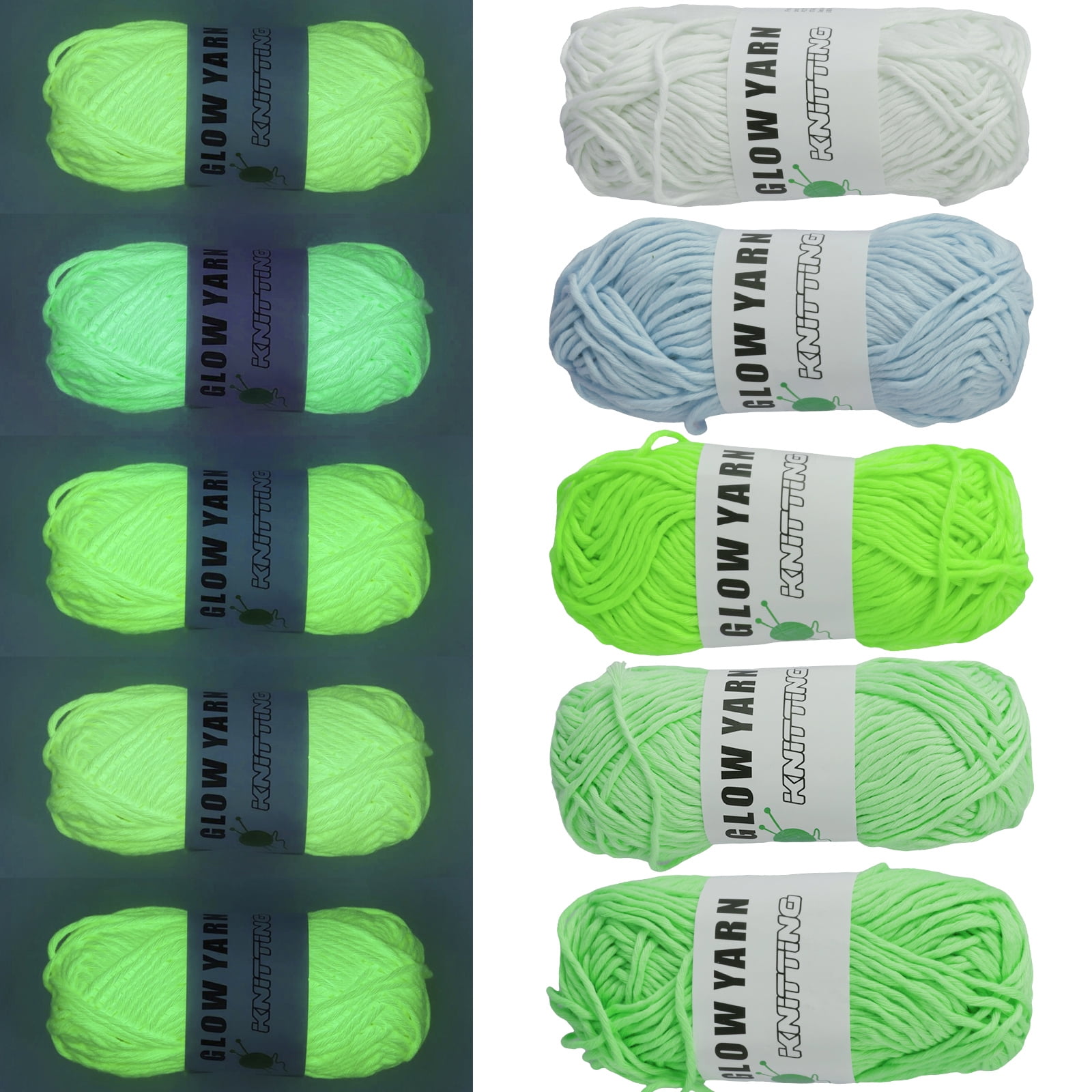 5 Pack Glow in The Dark Yarn for Crochet, Knitting, DIY Crafts, Hat ...