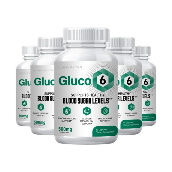 Gluco 6 Capsules - Pack of 5, Glucose Health Pills, Blood Sugar Support ...
