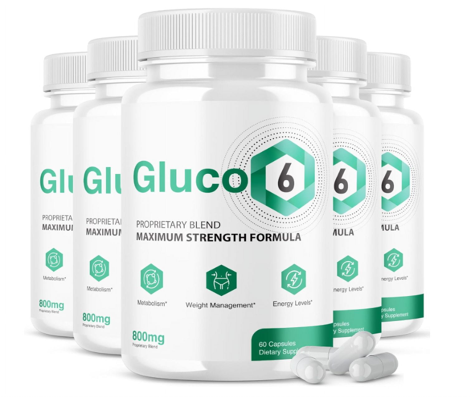 (5 Pack) Gluco6 Supplement Official Formula Gluco 6 Blood Healthy ...
