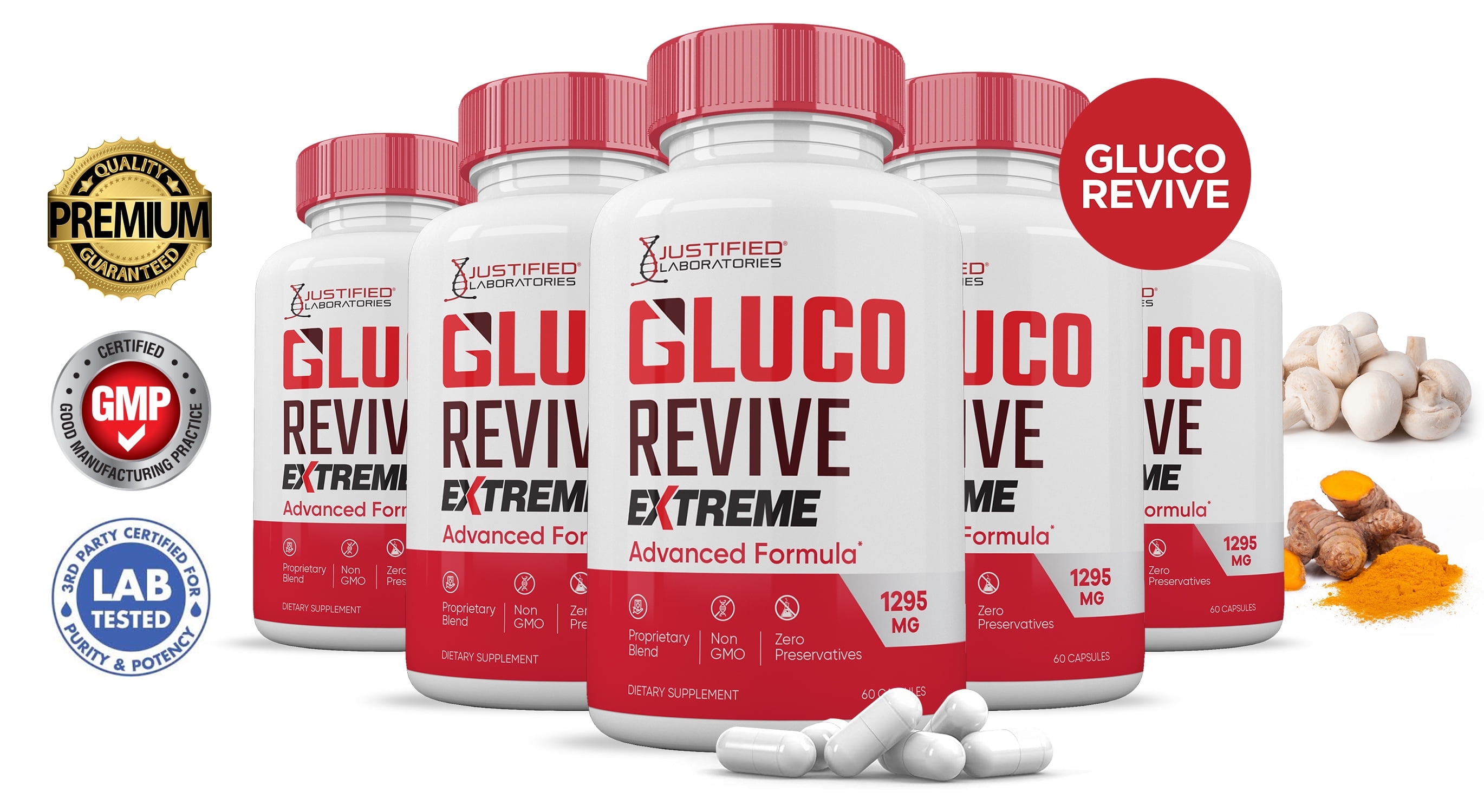 (5 Pack) Gluco Revive Extreme Formula 1295MG Glucorevive Glycogen ...