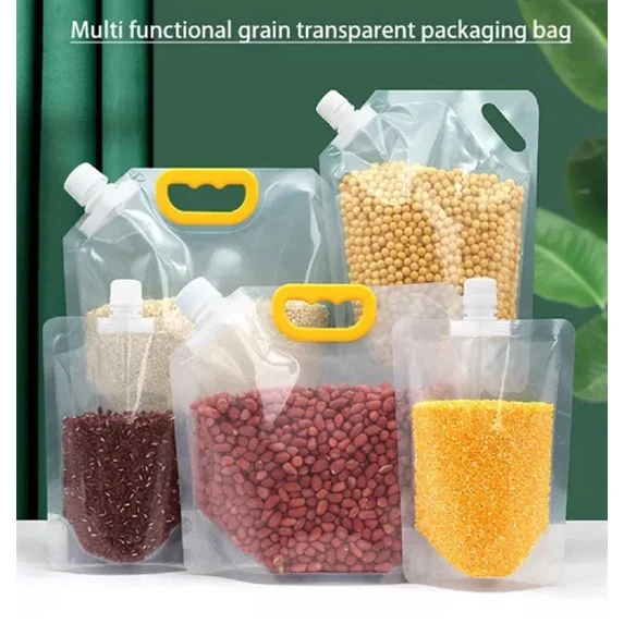 5-Pack Grain Storage Bags – Moisture-Proof Clear Stand-Up Reusable Food ...