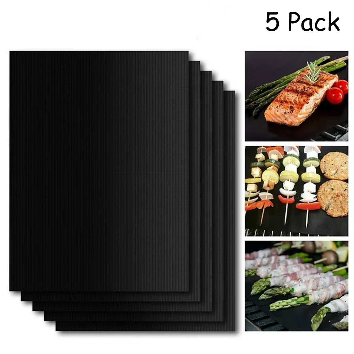 5 Pack Grill Mat Heavy Duty Grill Mats Non Stick, BBQ Outdoor Grill ...