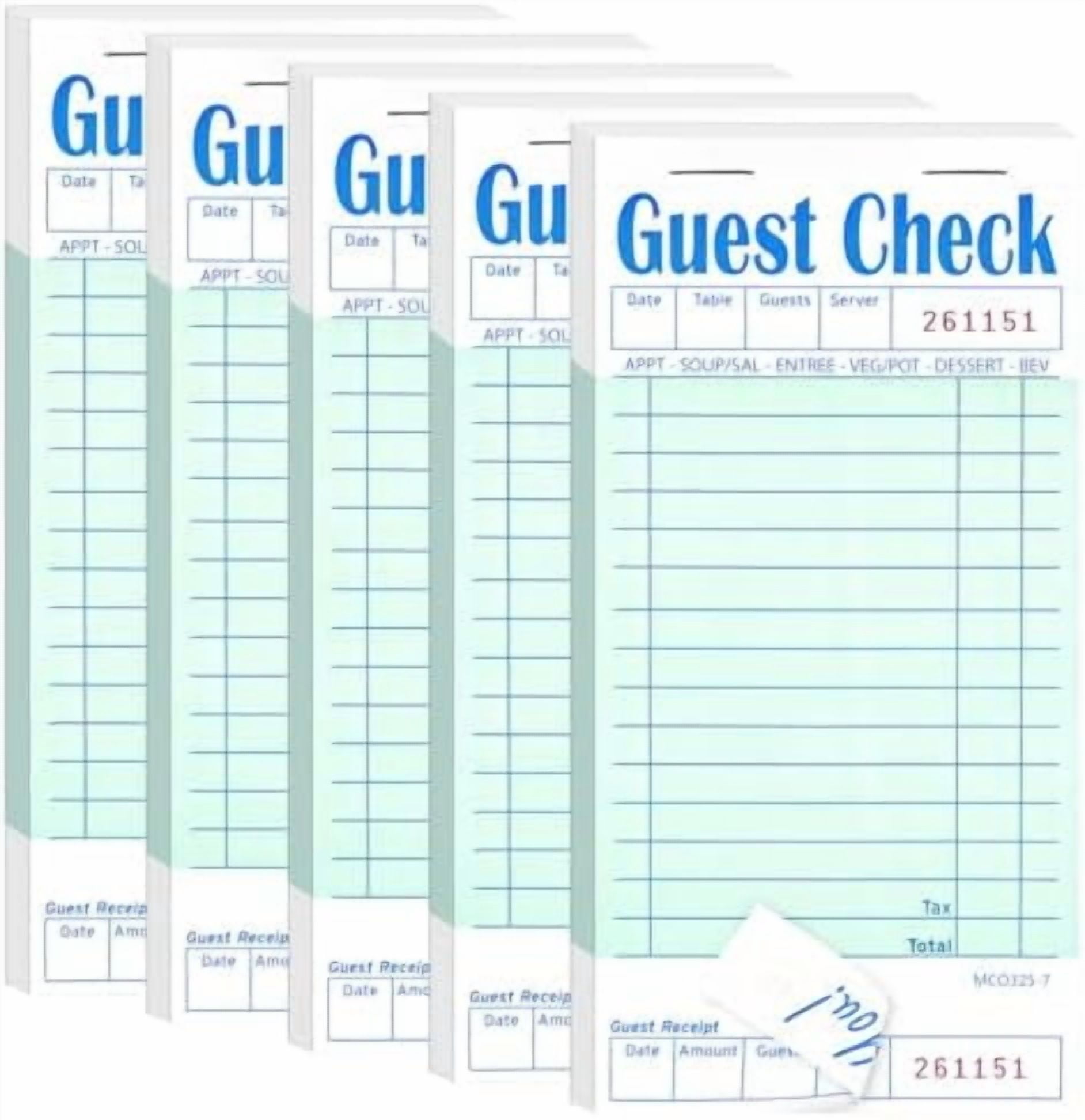5 Pack Guest Check Books, Server Note Pads for Restaurant, Green Waiter ...