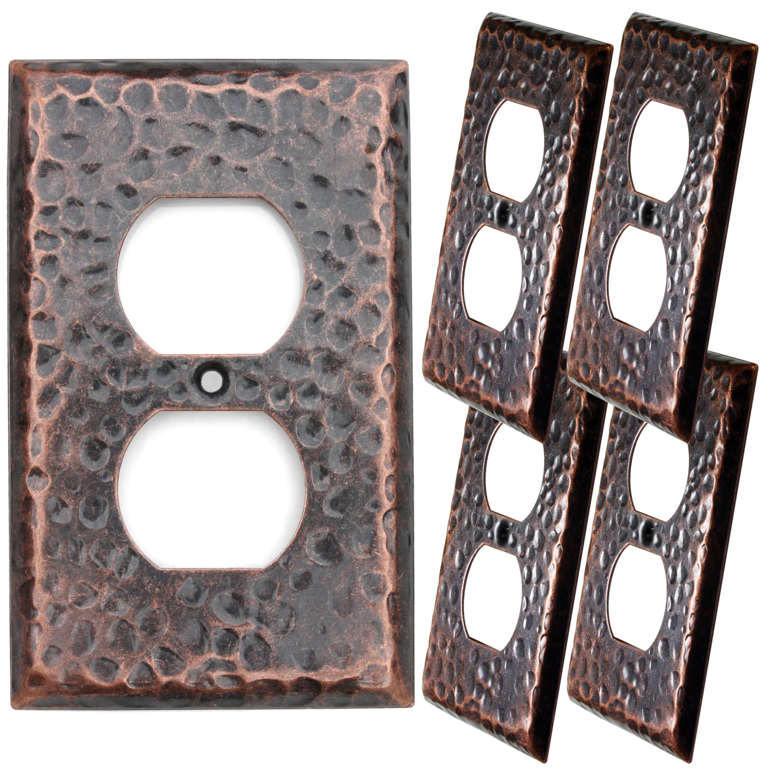 [5 Pack] Hammered Copper 1-Gang Duplex Receptacle Outlet Switch Cover ...