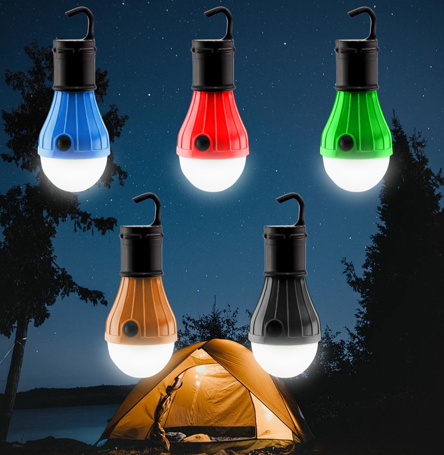 HechoVinen 5 Pack Hanging LED Camping Lights, Waterproof ABS Tent ...