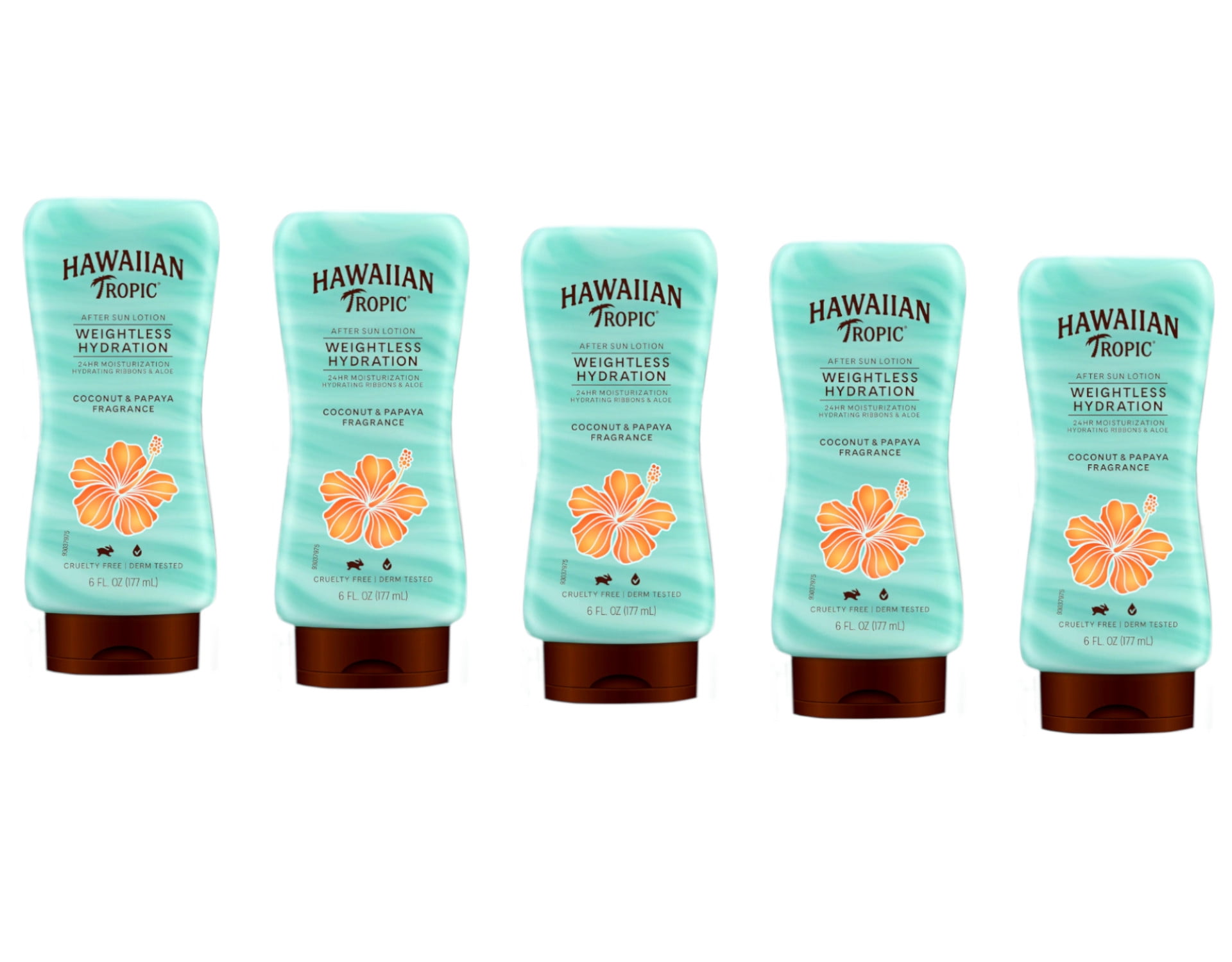 5 Pack Hawaiian Tropic Weightless Hydration After Sun Lotion, 6 Fluid ...