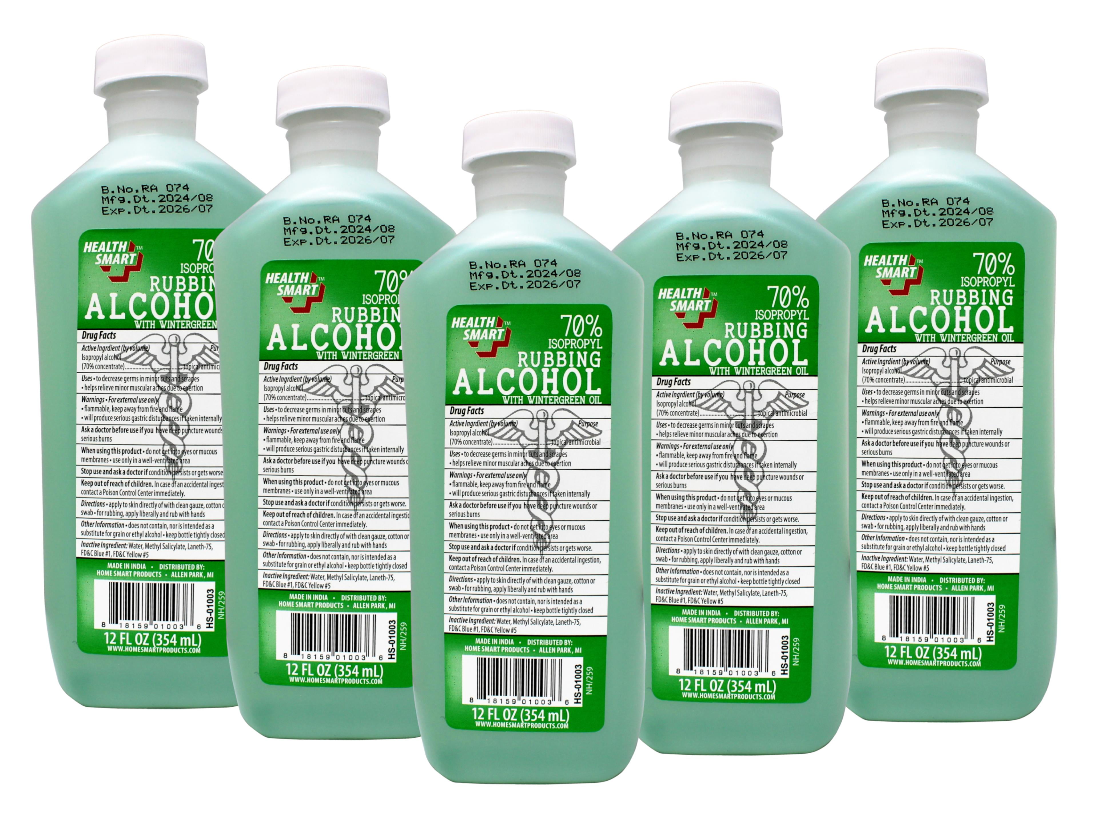 5 Pack - Health Smart 70% Isopropyl Rubbing Alcohol with Wintergreen ...