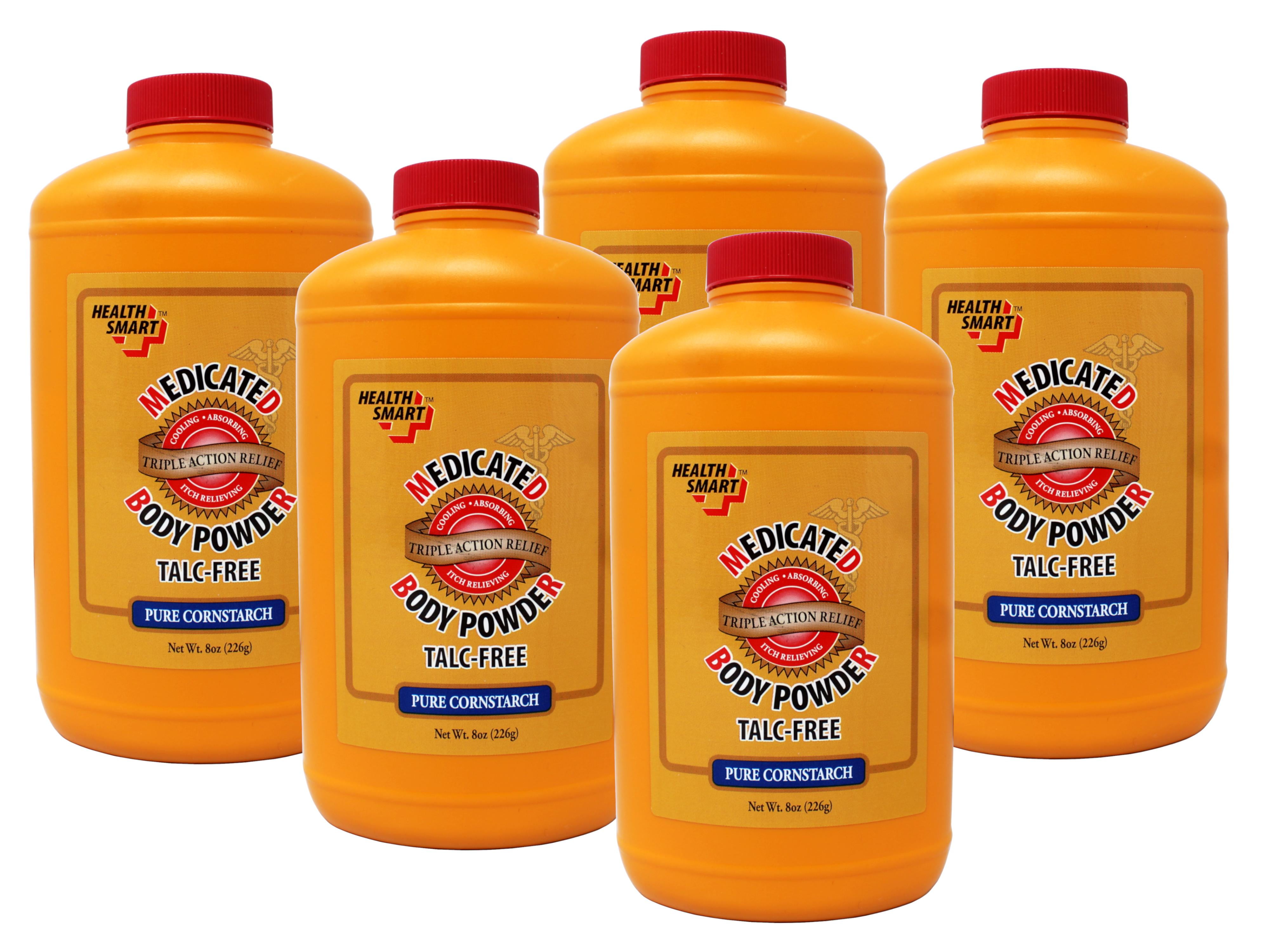 5 Pack - Health Smart Medicated Body Powder, Pure Cornstarch, Triple ...