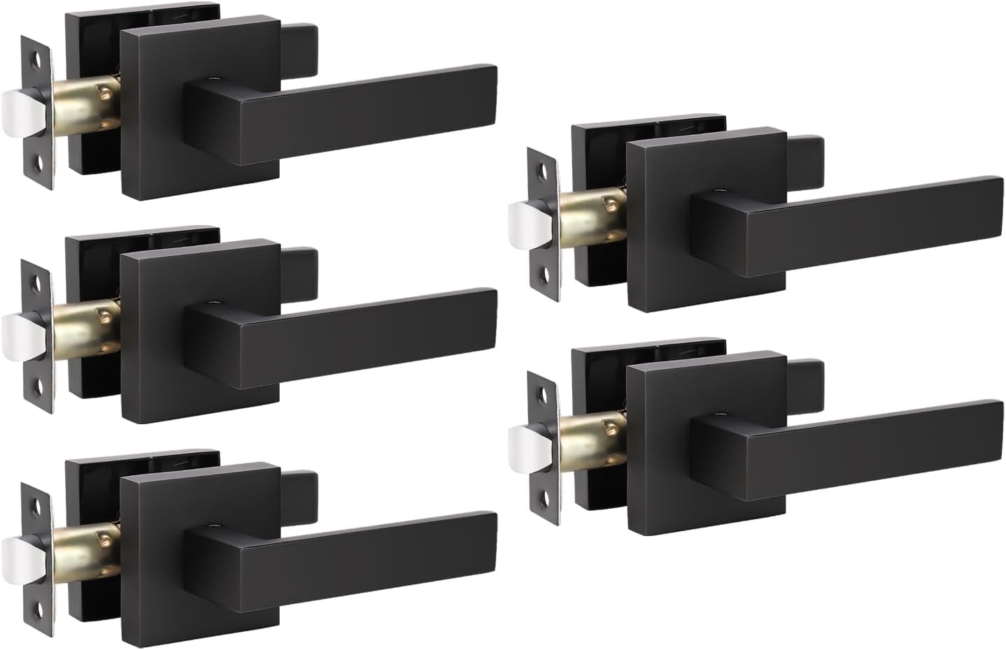 5 Pack Heavy Duty Black Door Handle, Interior Door Handles Without Lock ...