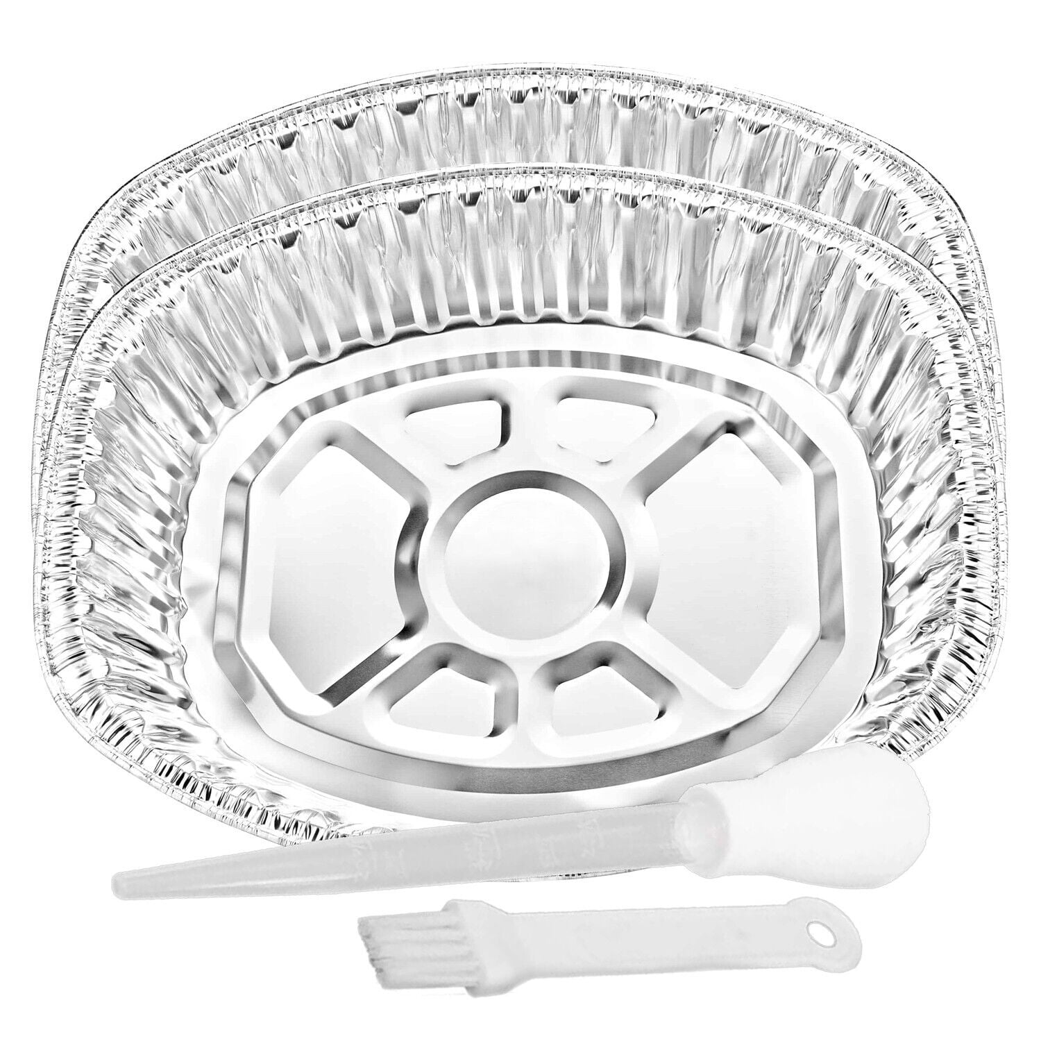 5 Pack Heavy Duty Disposable Extra Large 2 Oval Roasting Pans Baking ...