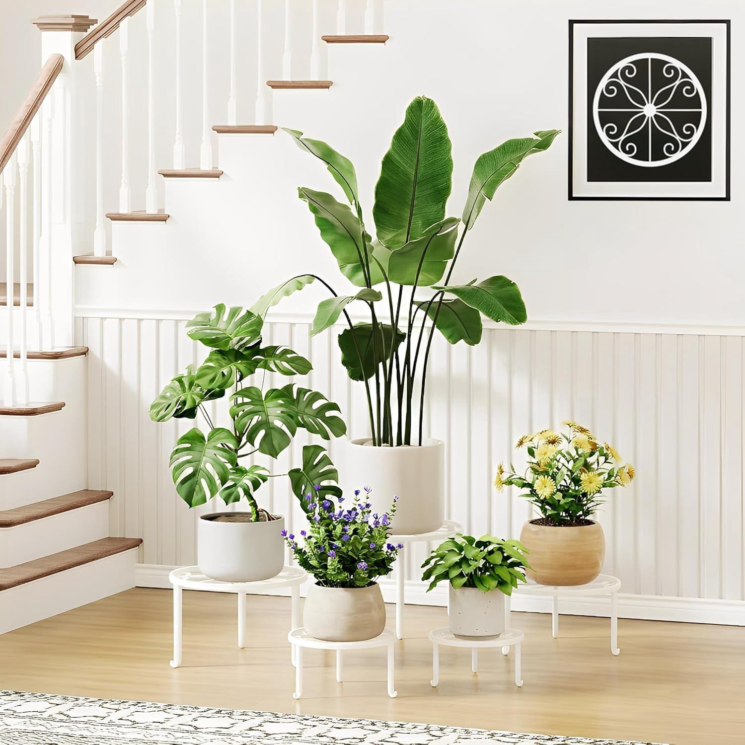 5 Pack Heavy Duty Rustproof Iron Flower Pot Stand Holder Indoor Outdoor ...