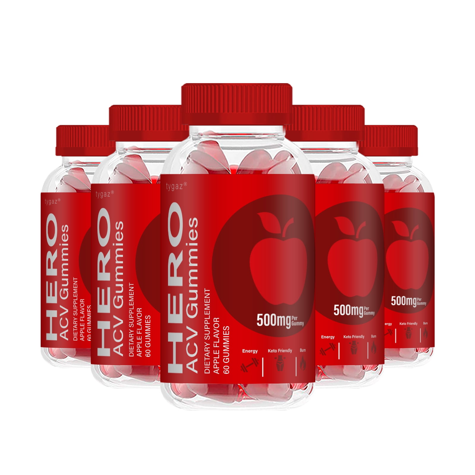 (5 Pack) Hero Gummies - Hero Apple Cider Vinegar Gummies - Walmart.com