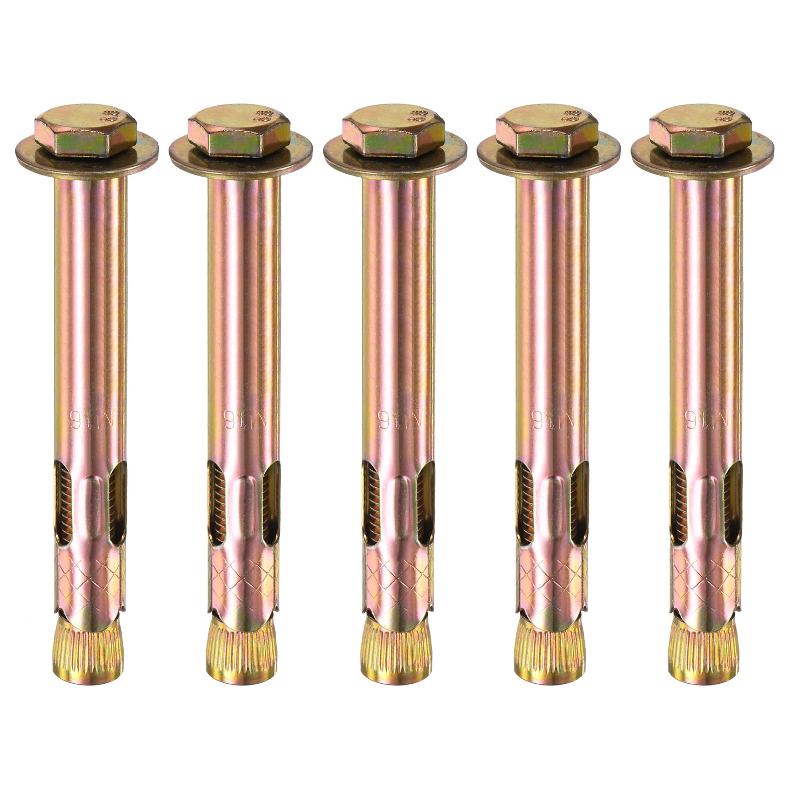 5-Pack Hex Expansion Bolt, M12x120mm Colored Galvanized Iron-Carbon ...