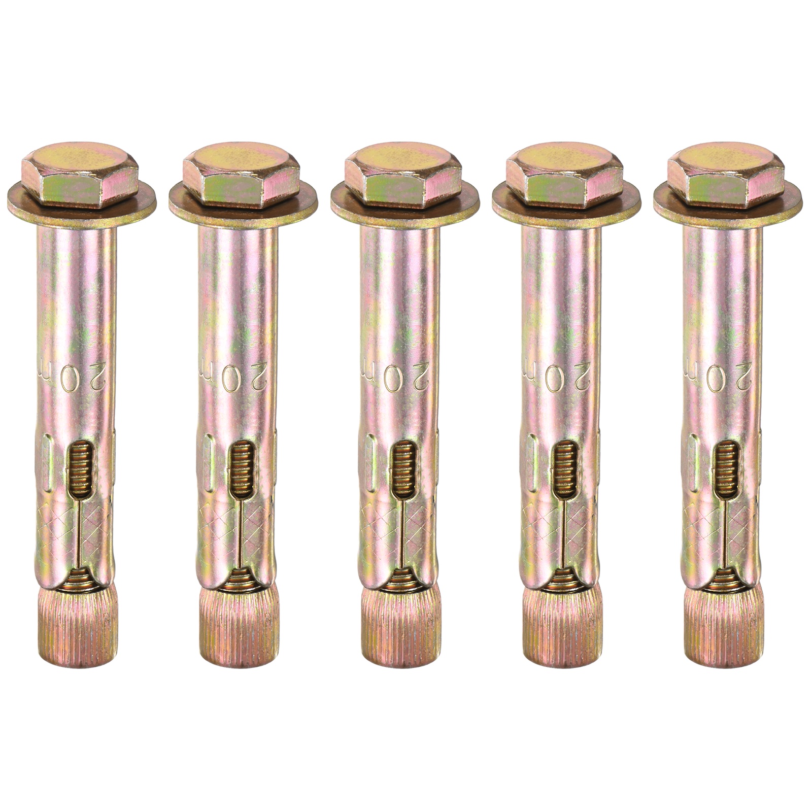5-Pack Hex Expansion Bolt, M16x120mm Colored Galvanized Iron-Carbon ...