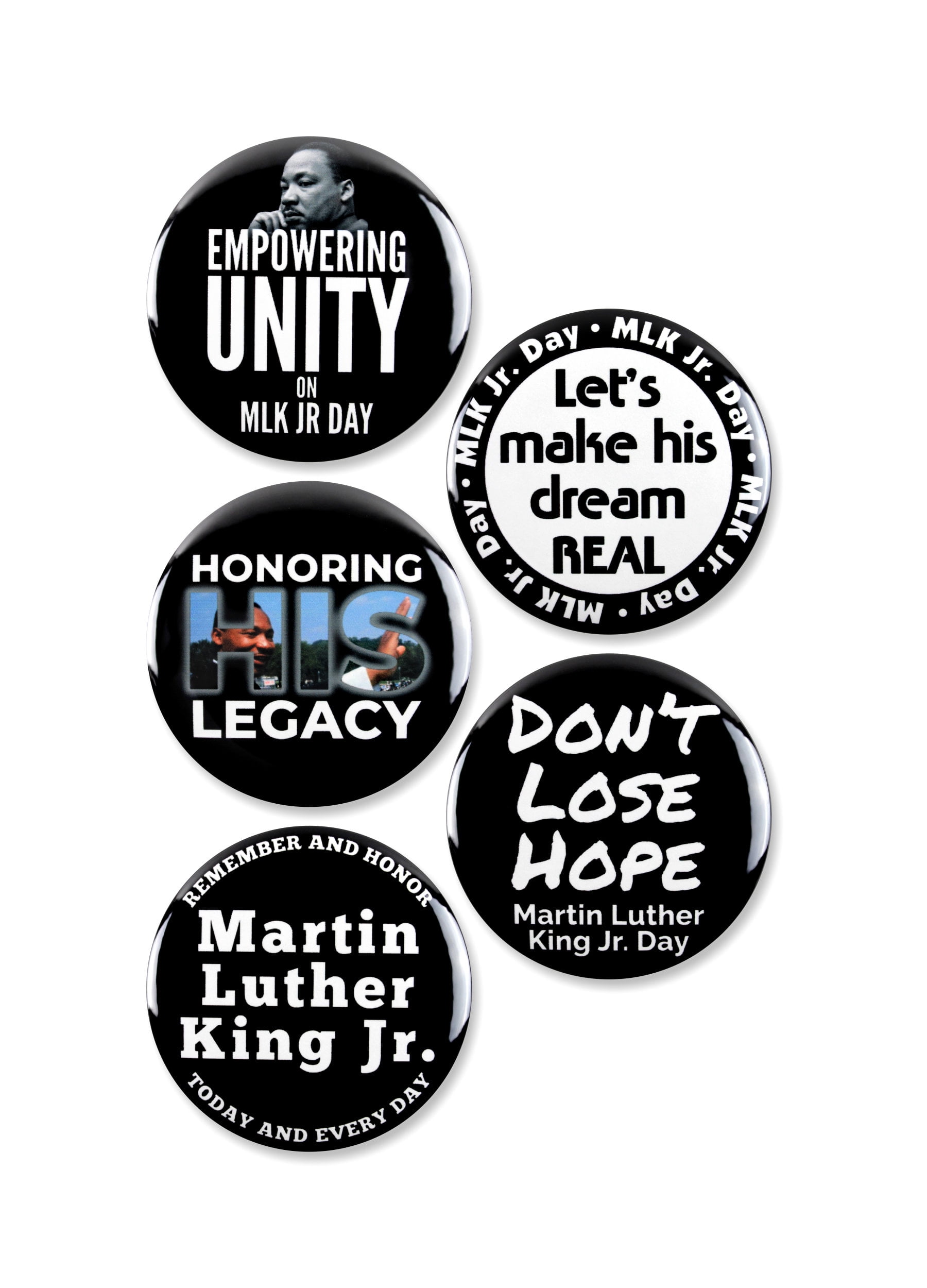 5 Pack - Honoring Dr. Martin Luther King Jr Day Pinback Buttons - 2.25 ...