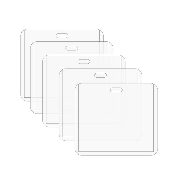 5 Pack Horizontal ID Badge Holders, Clear Plastic Card Protector ...